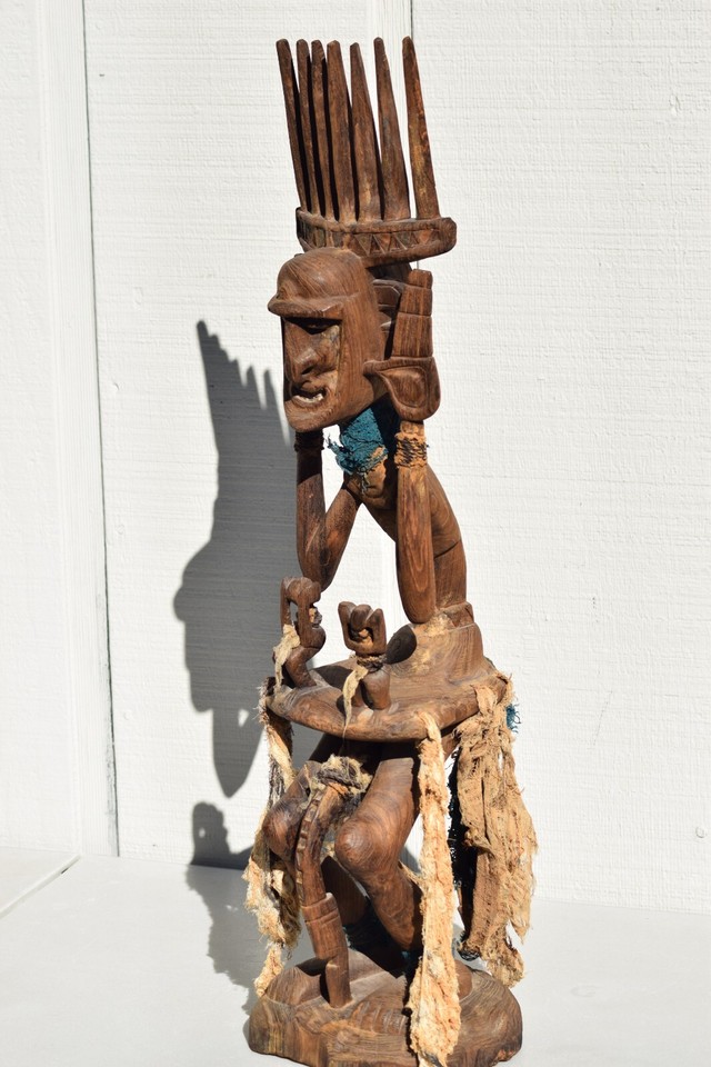 32" OCEANIC PAPA NEW GUINEA SEPIK RIVER TRIBAL WOOD CARVING STATUE ...