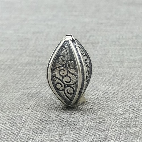 925 Sterling Silver Olive Bead with Spiral Vine Pattern for Bracelet ...