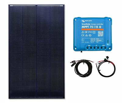 200w Black Solar Panel Kit Victron MPPT Controller Battery Cables ...