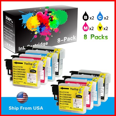 8PK LC-61 LC 61 Ink Cartridge Work With DCP-165C MFC-J265W Printer | eBay