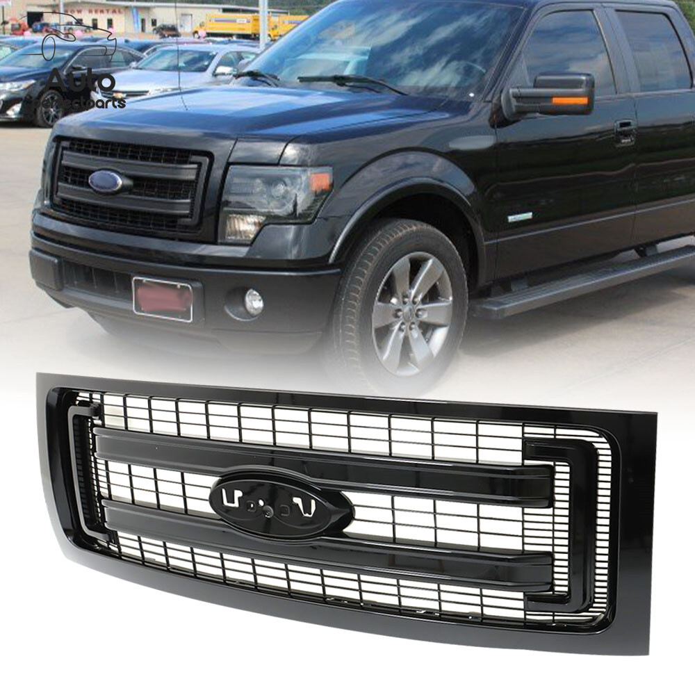 For Ford F-150 Truck 2009-2014 Gloss Black Front Upper Grille Grill ...