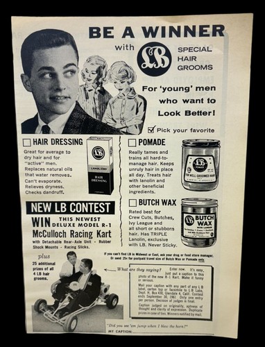 LB Hair Care Vintage Print Ad 60s Win a McCulloch Racing Go Kart ...