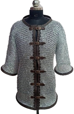 Aluminum Chainmail Shirt Flat Riveted Ring With Leather Trim Hauberk ...
