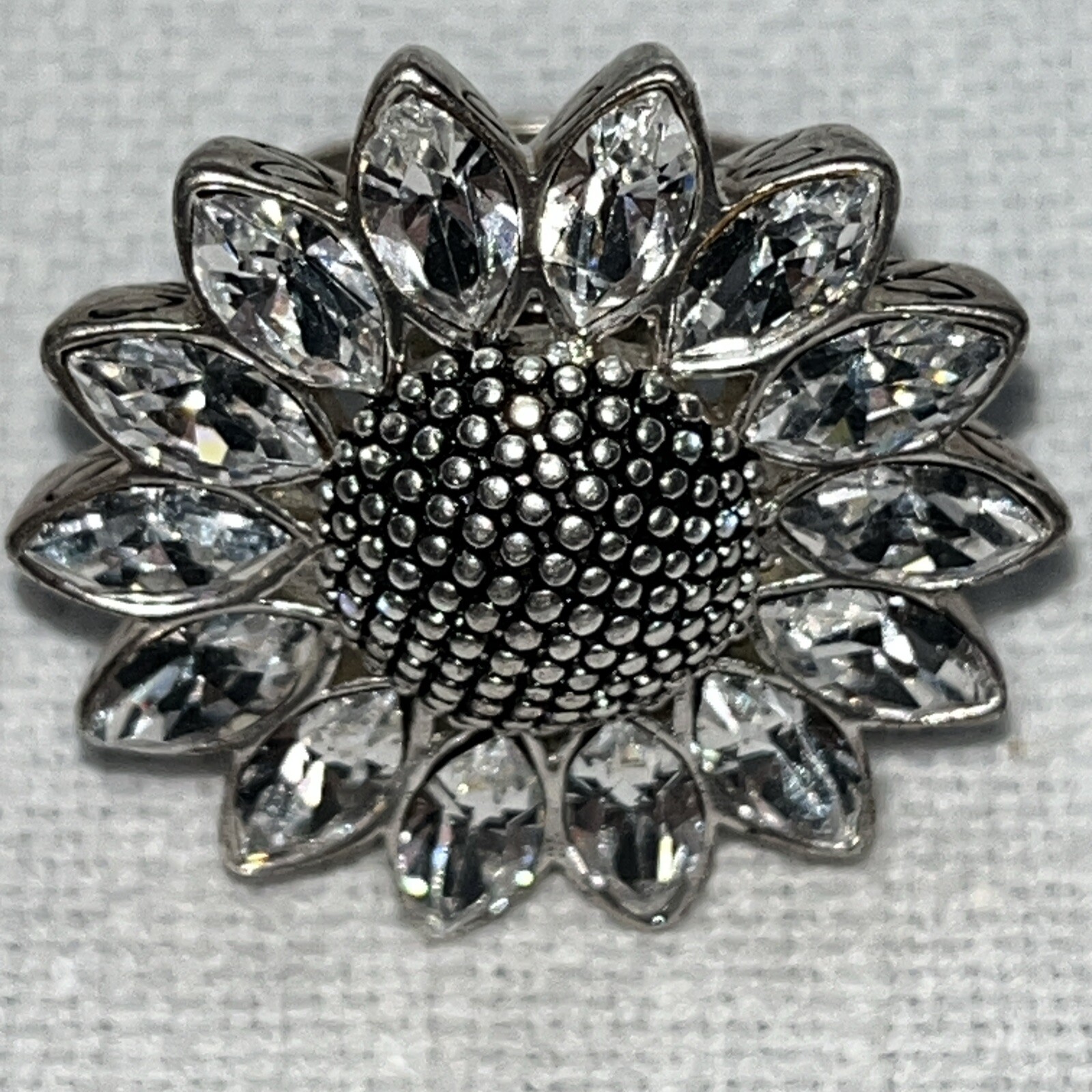 Fossil Sunflower Ring Size 7 Silver Tone &Rhinestones… - Gem