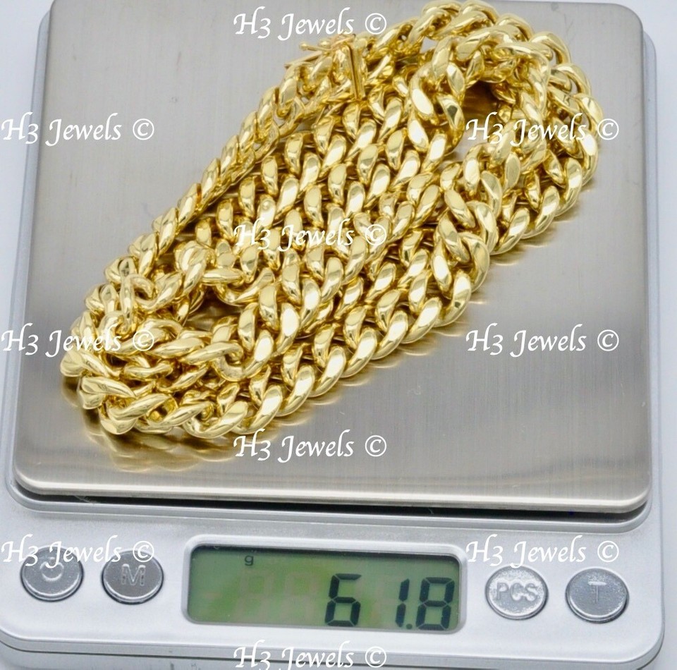 14k Yellow Gold Hollow Miami Curb link chain necklace 61.80 gr 26 ...