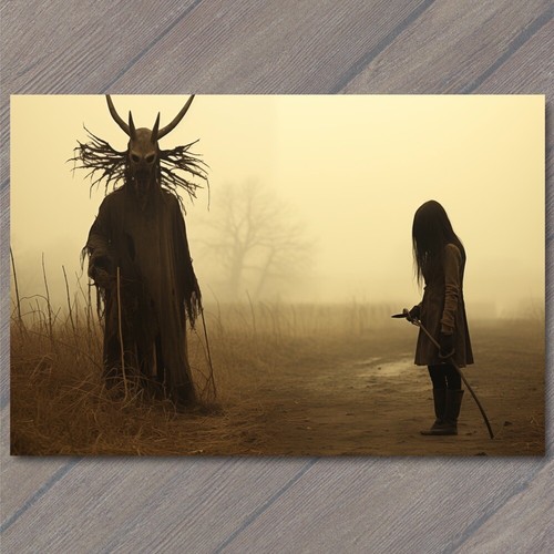 13x19" Evil Devil Vulnerable Girl Weird Vibe Field Strange Unusual ...
