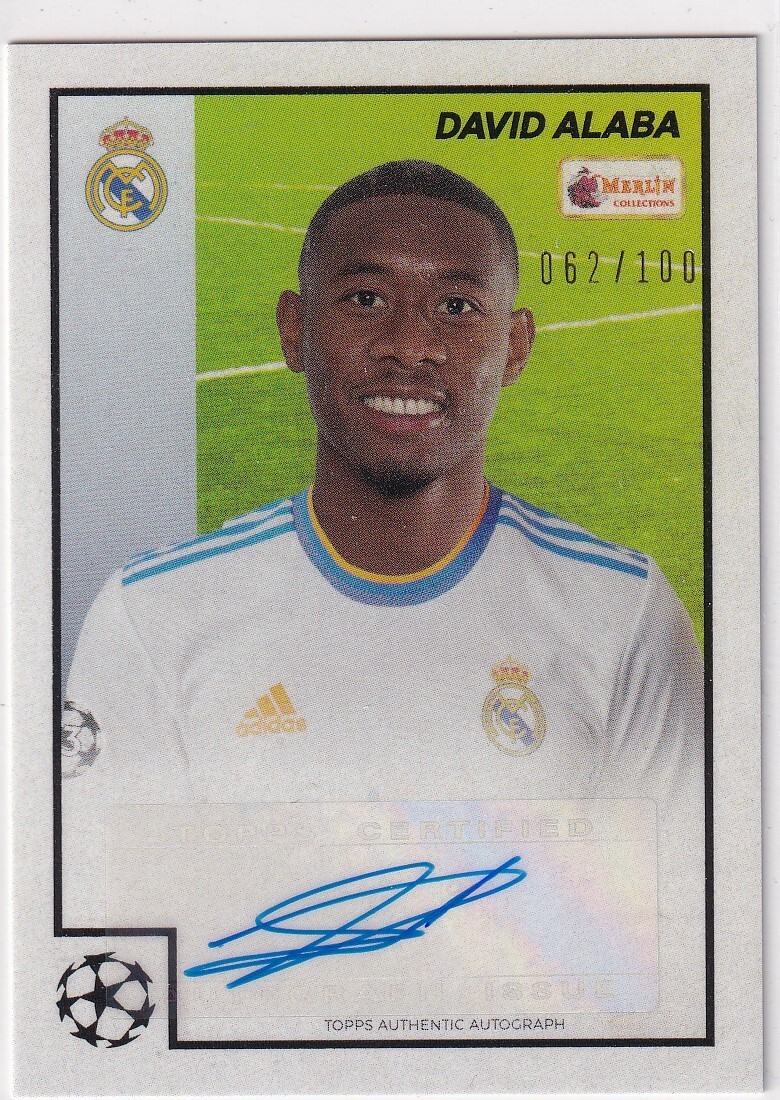 Topps Merlin Heritage 97 2022 No. 21 David Alaba Autograph Parallel 62/ ...