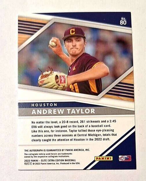 2022 Panini Elite Extra Edition Signatures #80 Andrew Taylor Rc ...