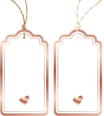 Gift Tags with String Attached - 100PCS Foil Rose Gold Heart Paper Tags ...