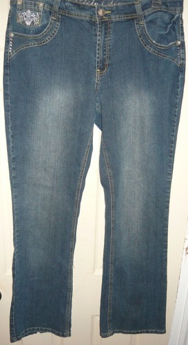 Elite Jeans Women's Size 15/16 Blue Straight Leg Med Wash Stretch Denim ...
