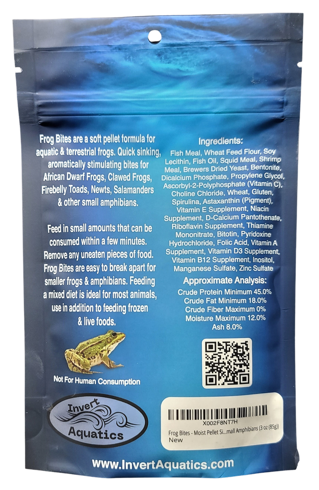 Frog Bites - Moist Sinking Pellets for Aquatic & Terrestrial Frogs ...