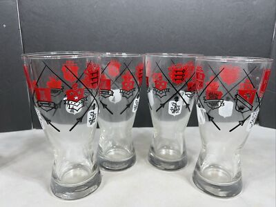 4 Vintage Libbey Pilsner Beer Glasses Coat of Arms Swords Shields ...
