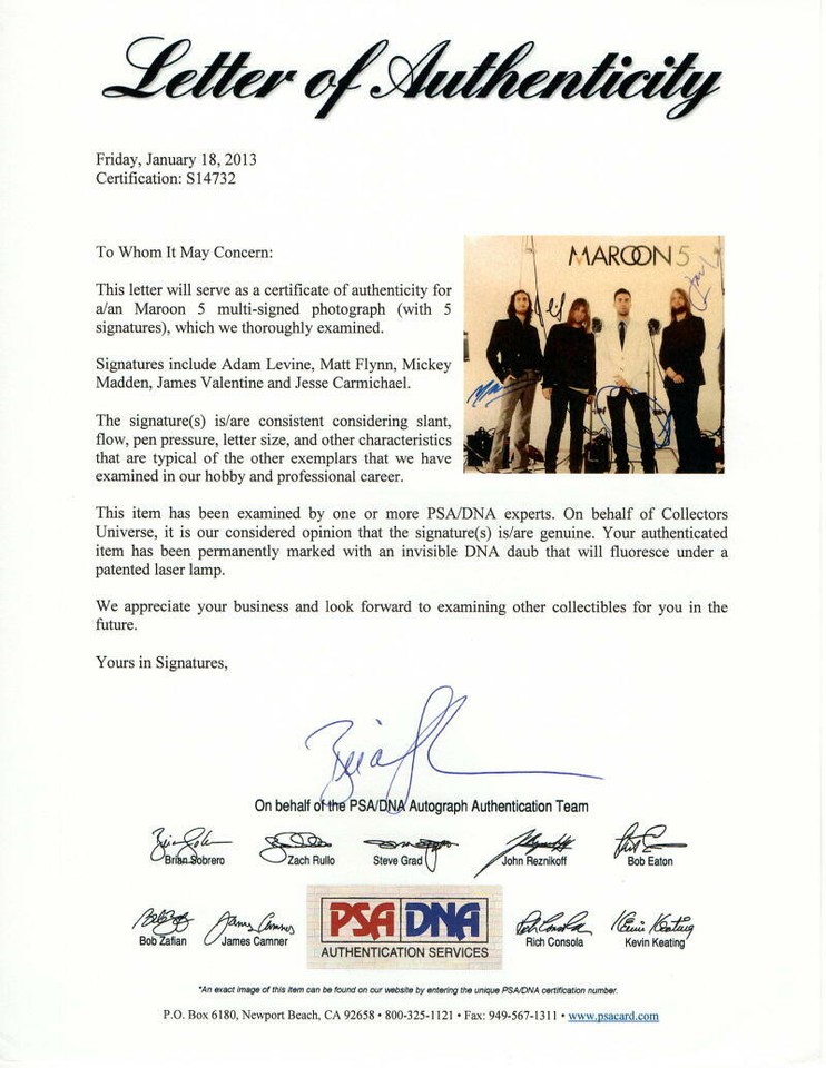 MAROON 5 FULL BAND SIGNED AUTOGRAPH 11X14 PHOTO - ROCK, SEXY ADAM ...