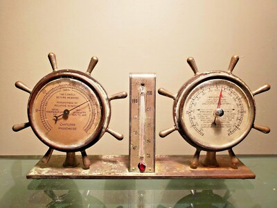 Barometer SAILOR nautical SHIP WHEEL Hygrometer WEATHER STATION ...