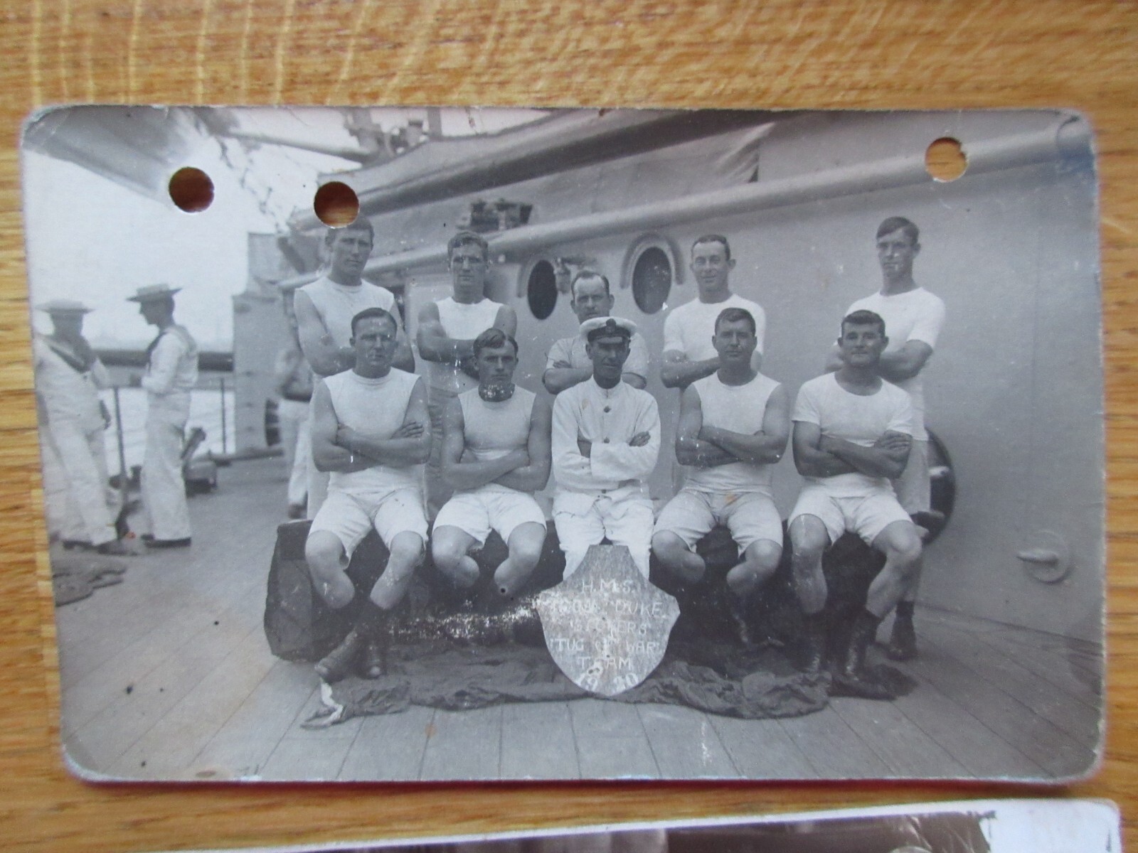2 x 1911 HMS IRON DUKE RP Postcards Stokers group & Tug of War team ...