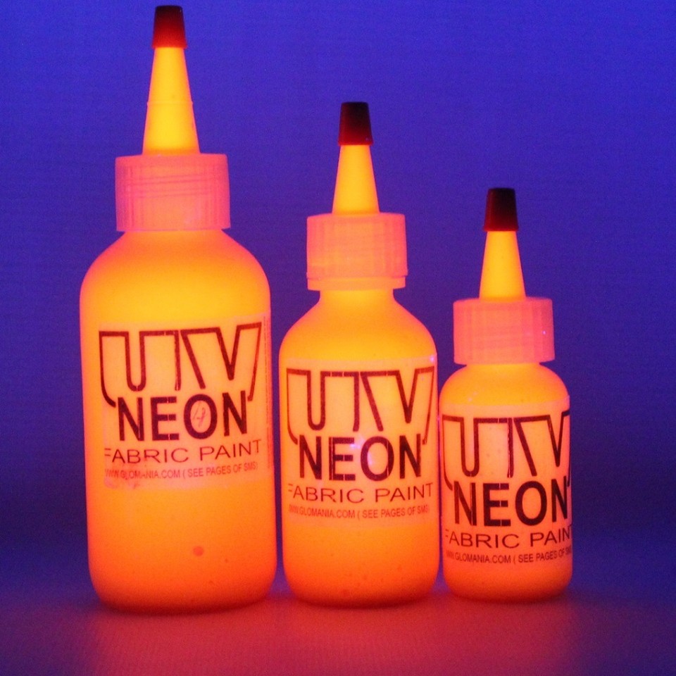 UV Reactive Fabric Material Paint 5 Color Set, Neon, Fluorescent, Black ...