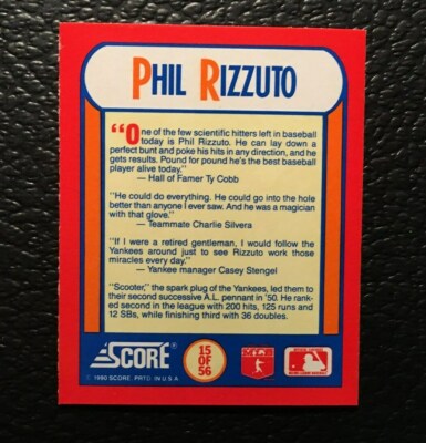 Phil Rizzuto MVP CARD MAGIC MOTION 1990 Score Rookie & Traded | eBay