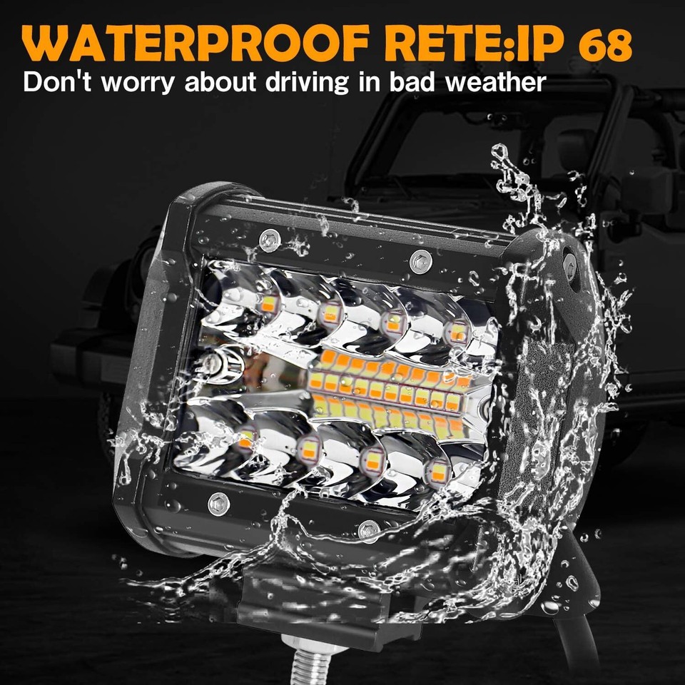 Pair 4" INCH Led Work Light Bar Strobe Flash Cube Pods Off-road Lamp ...