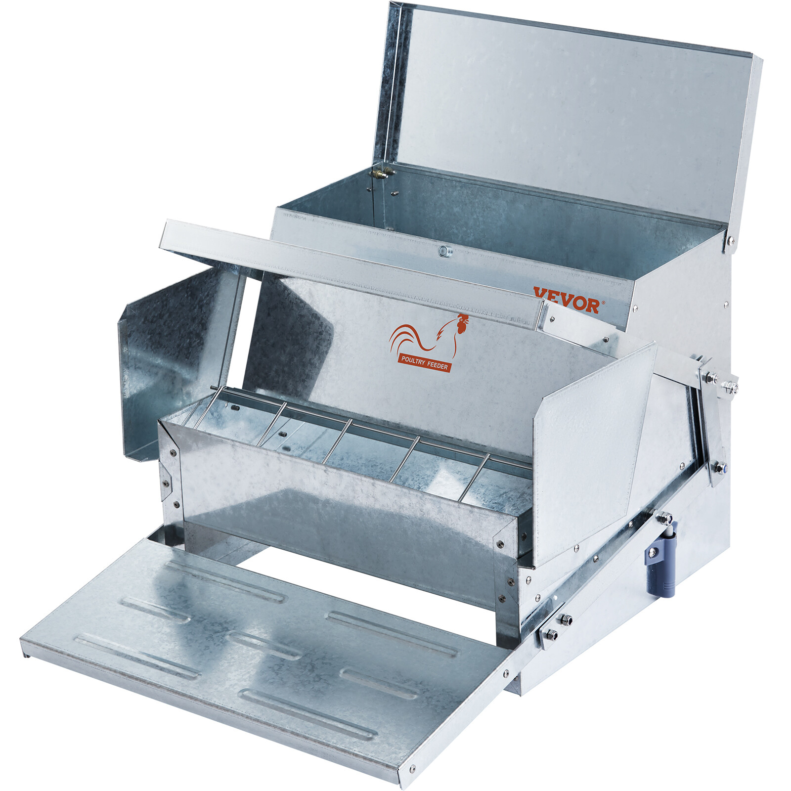 VEVOR Automatic Chicken Feeder Galvanized Steel Poultry Feeder 25 lb 10 ...