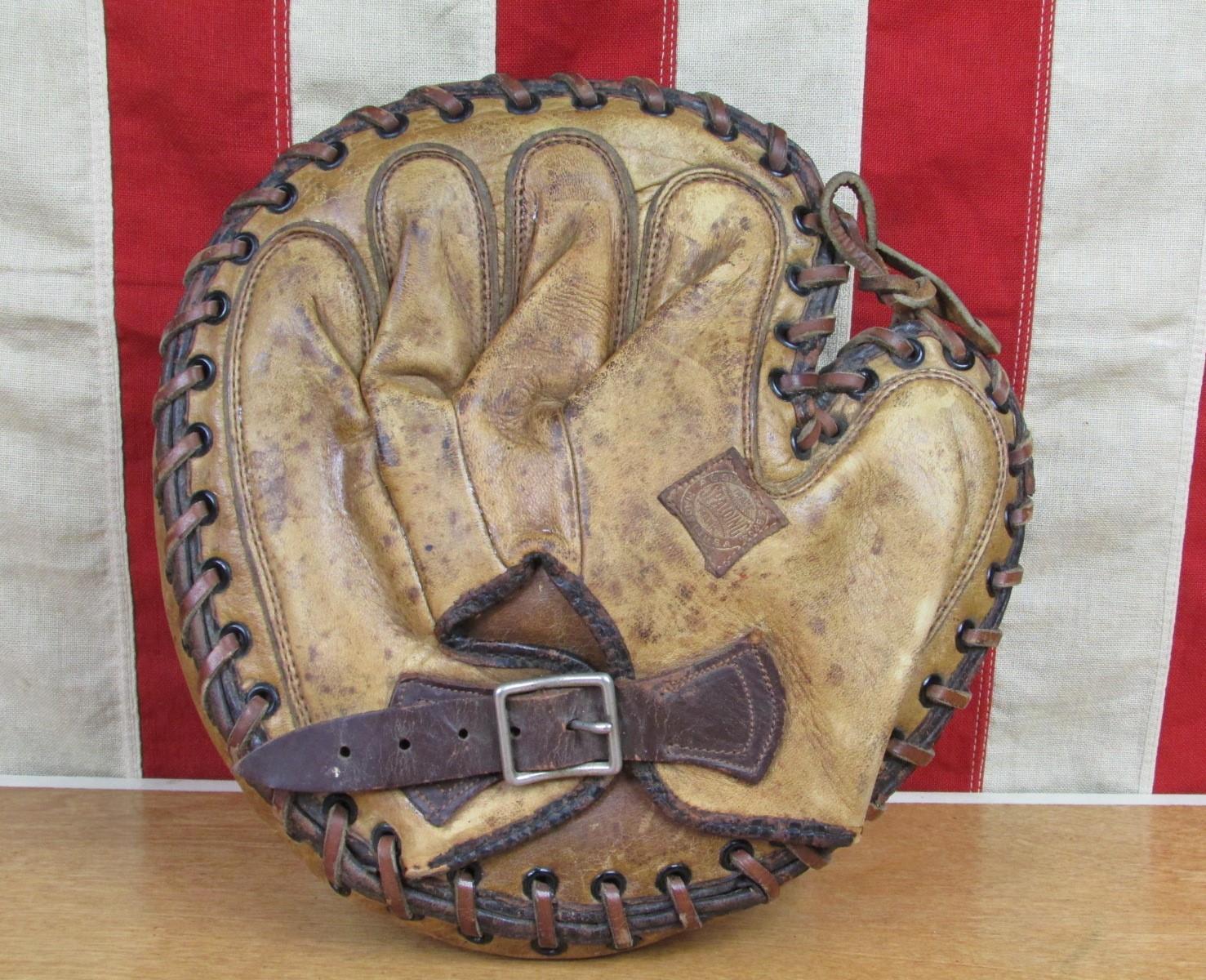 Vintage 1910s Spalding Leather Catchers Mitt Baseball Glove Deep Pocket ...