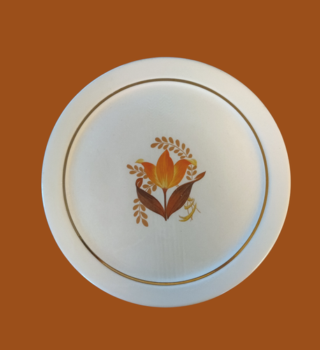 Vtg Harker Bakerite Tulip Round Cake Dessert Plate/Dish Ceramic 22K ...