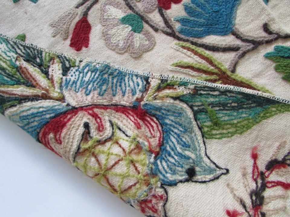 Vintage Crewel Needlepoint Remnant Perfect for Pillow Front Small Foot ...