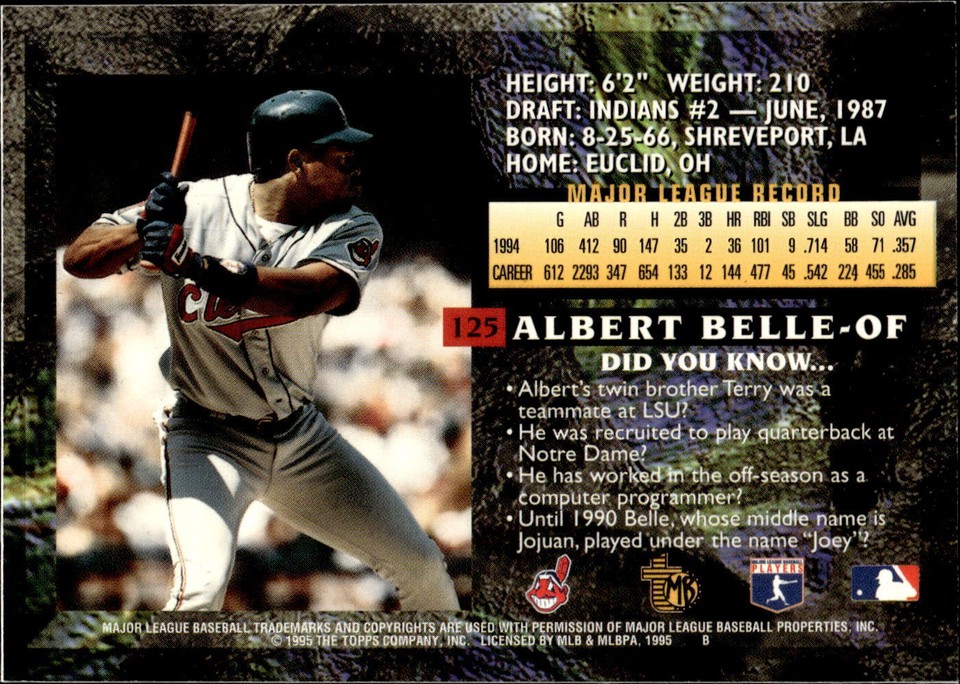 1995 Topps Embossed #125 Albert Belle | eBay