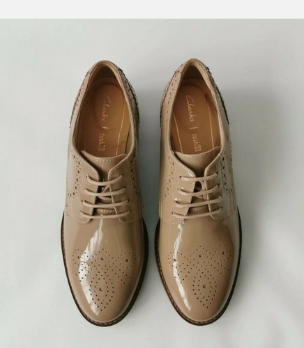 Clarks Netley Rose Ladies Praline Patent Leather Shoes Uk Size 8 D EUR ...