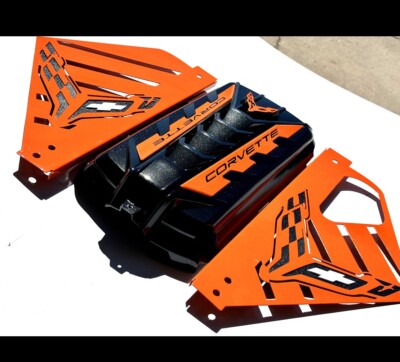 2020/24 CORVETTE C8 ENGINE COVERS AMPLIFY ORANGE PANELS APPEARANCE PCKG ...