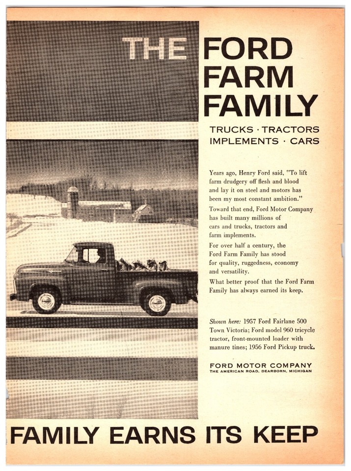 1956 Ford Farm Tractors & Cars Original 2 Page Print Advertisement ...