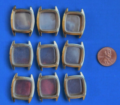 9 empty women's watch cases crafts jewelry scrap book vintage lot gold ...