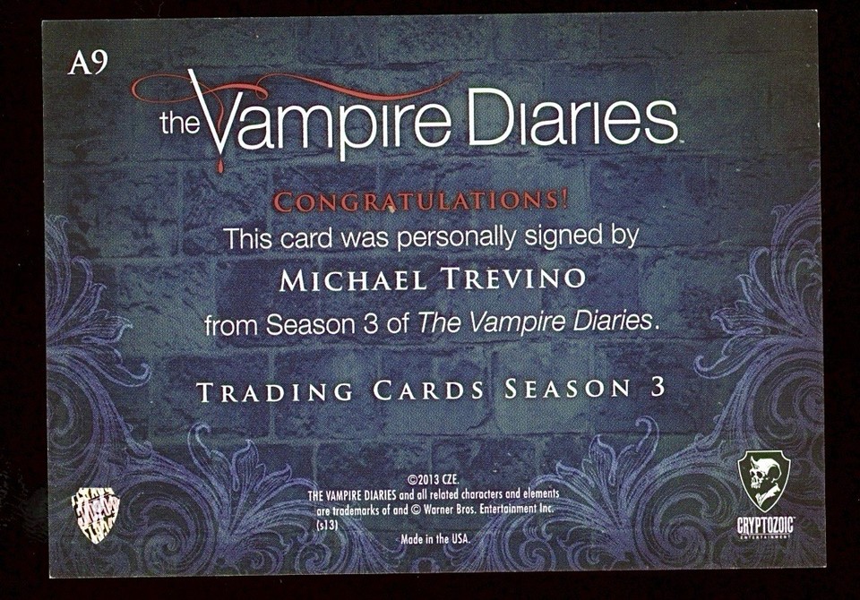 2013 The Vampire Diaries Authentic Autograph Michael Trevino Card #A9 ...
