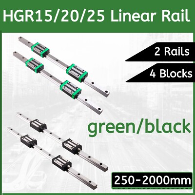 HGR15 HGR20 HGR25 2X Linear Rail Guide+4X HGH15/20/25CA Block 200 ...
