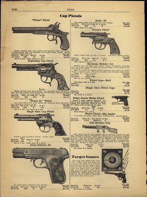 1949 PAPER AD Pirate Toy Cap Pistol Repeating Army Deluxe .45 Sub ...