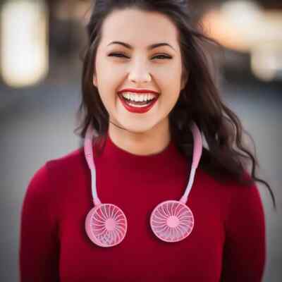 Beat The Heat Double Cool Cordless Breezy Mini Collar Fan | eBay