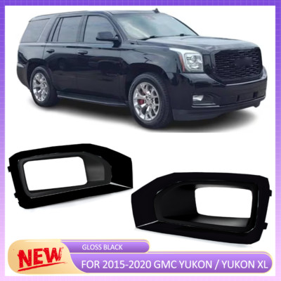 For 2015-2020 GMC Yukon / Yukon XL Gloss Black Fog Light Bezel Cover ...