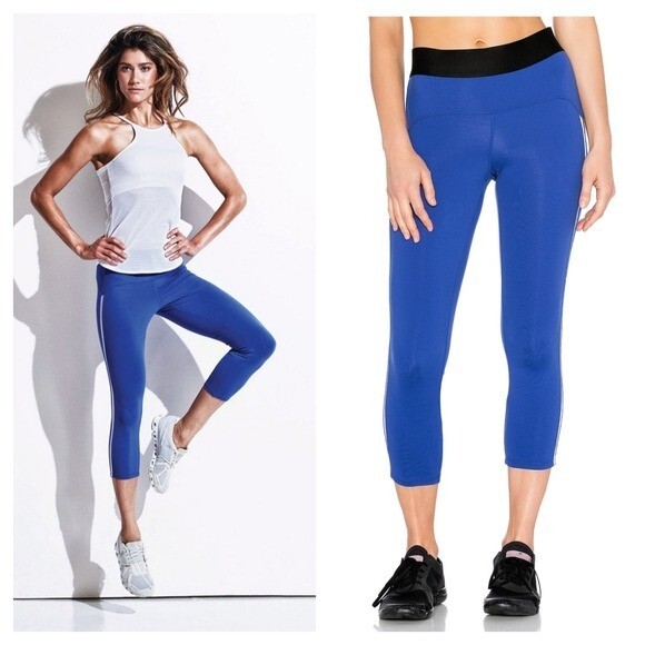 Heroine Blue " Studio" Side Mesh Capri Leggings - Gem