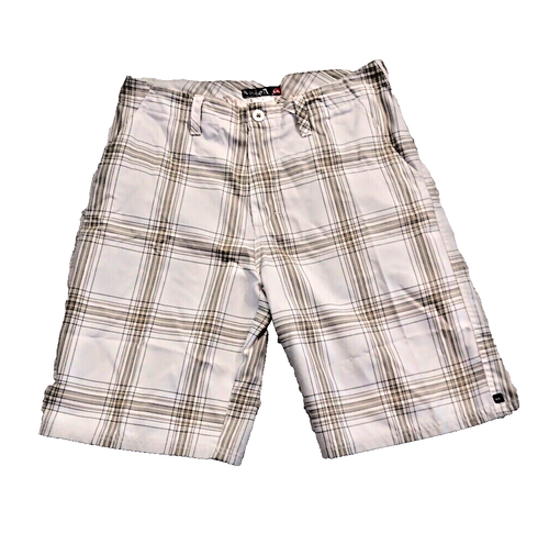 Quicksilver Y2K Skateboard Shorts Mens Size 33 Brown Plaid Beige ...