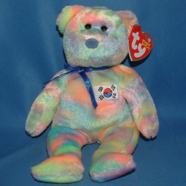 Ty Coreana 2003 Korea AP Excl Tie Dye Bear 8" Beanie Baby 3 Boys Girls ...
