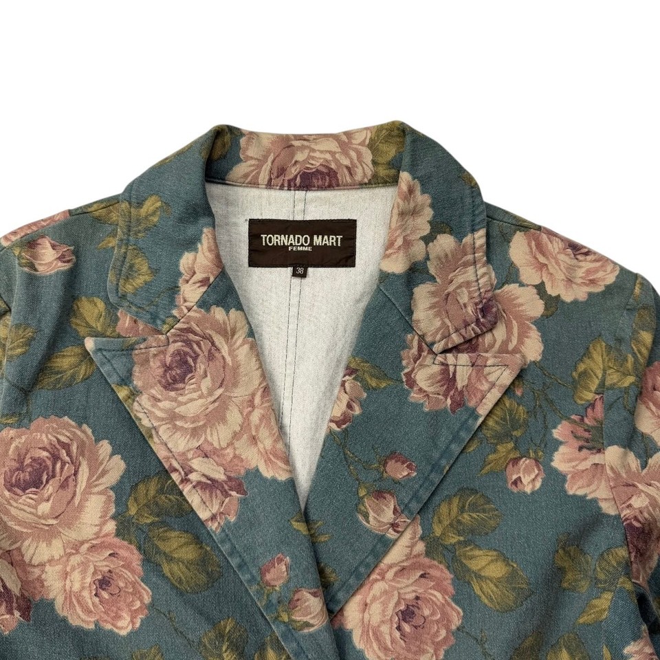 Tornado Mart Femme Floral Blazer Jacket Y2K Japanese Fashion Rose ...