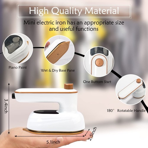 Mini Iron for Clothes, Portable Handheld Steam Iron - Handy Heat Press ...