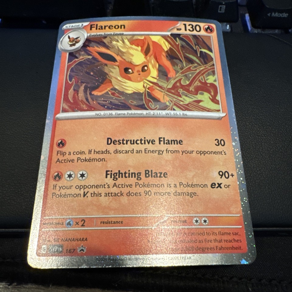 Flareon SVP 167 - Pokemon 2025 Evolutions Black Star Prismatic Holo ...