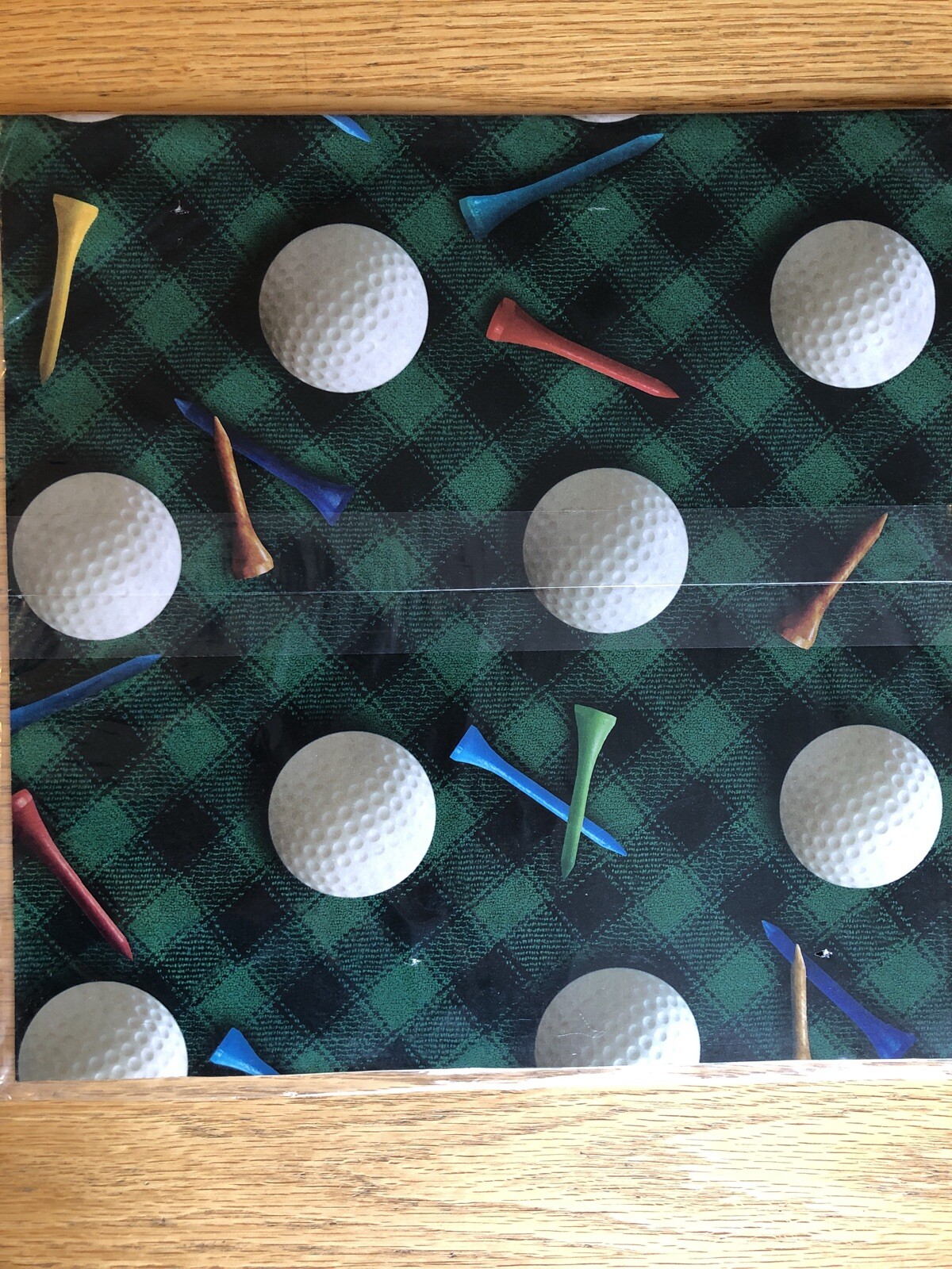 Vintage Hallmark Green Plaid Golf Themed Gift Wrap Two Sheets Made In ...