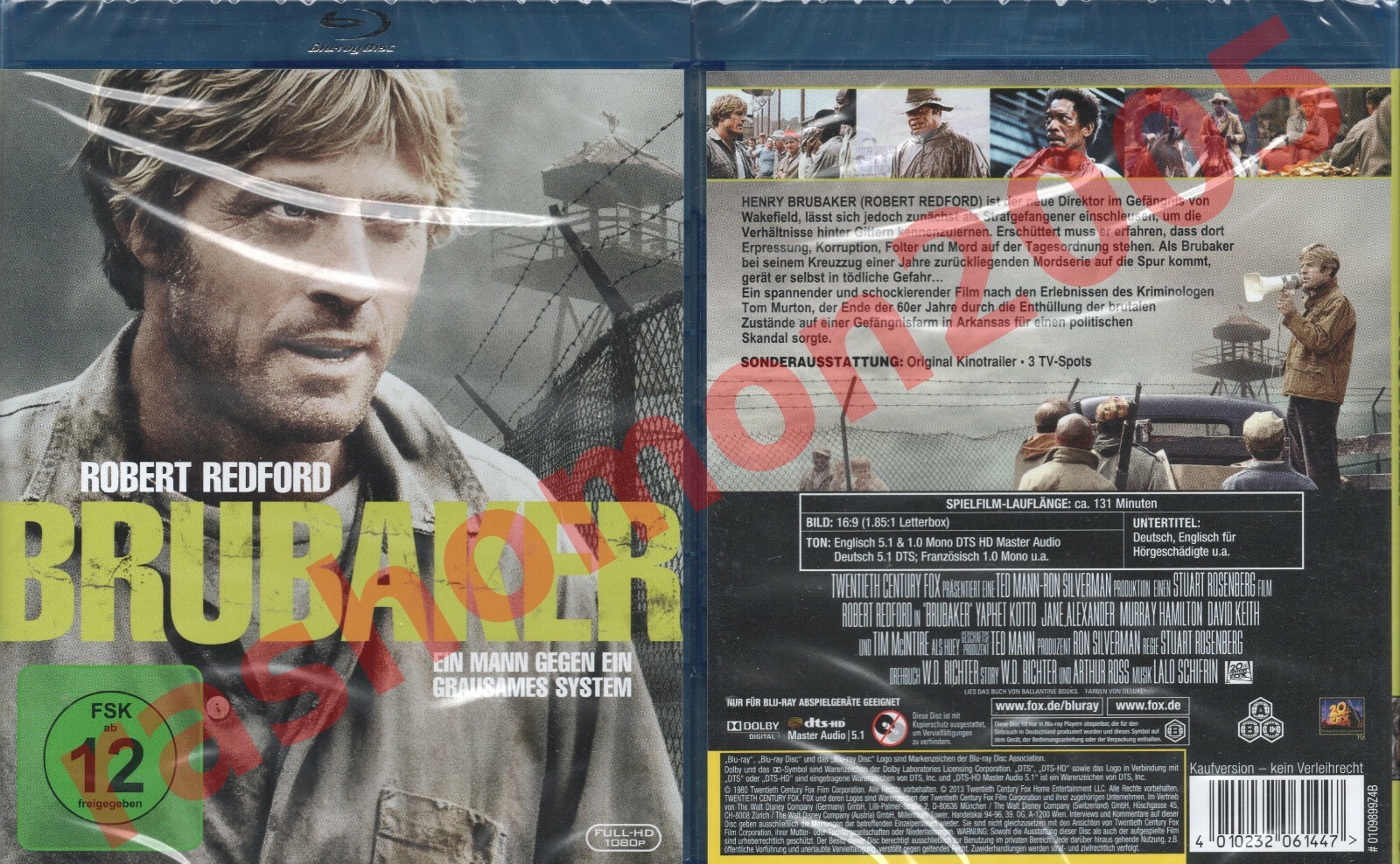 Blu-ray BRUBAKER 1980 Robert Redford Jane Alexander Morgan Freeman ...