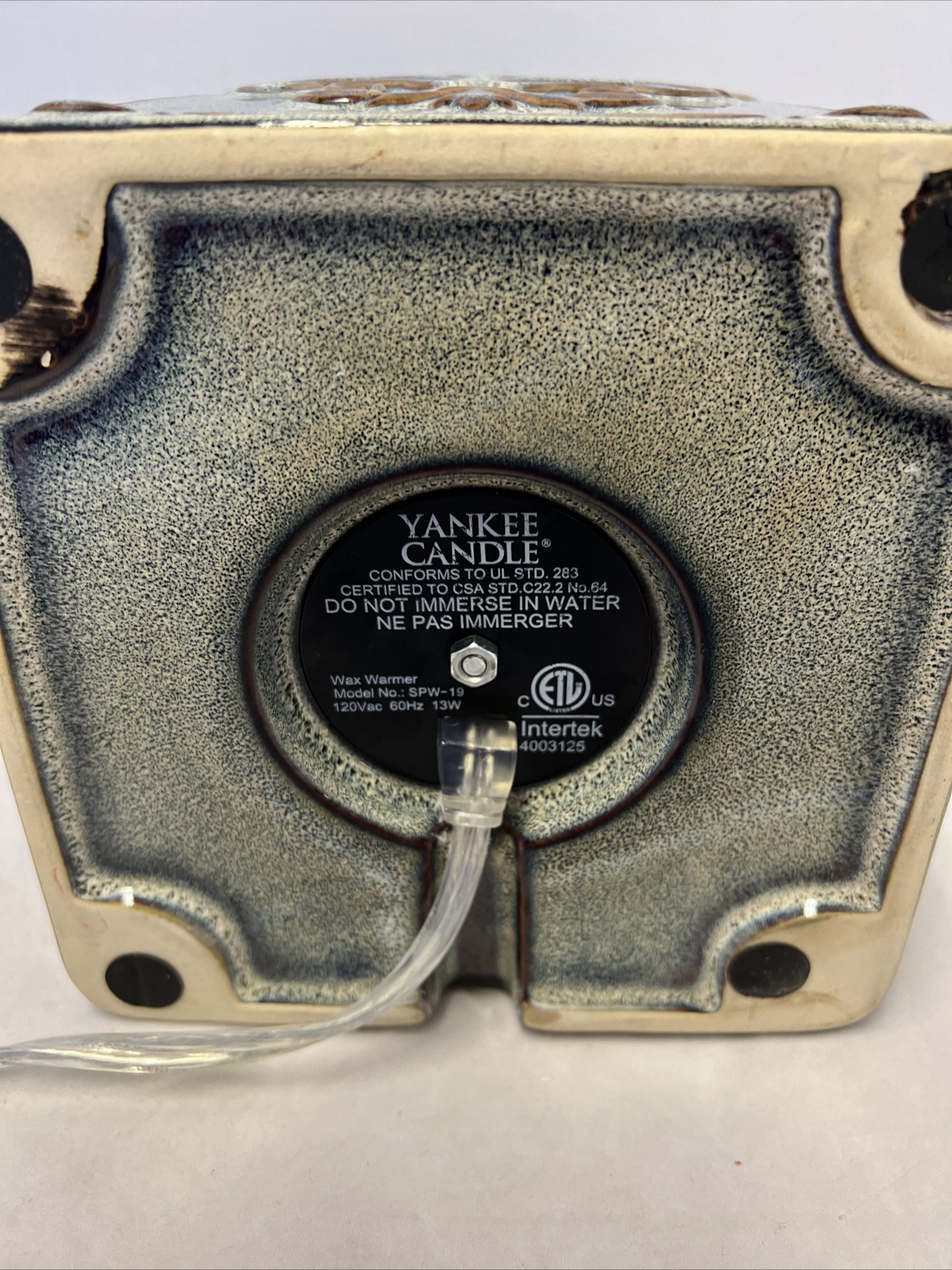 Yankee Candle Electric Wax Warmer 6" Wide 7.5" Tall, On/Off Switch ...