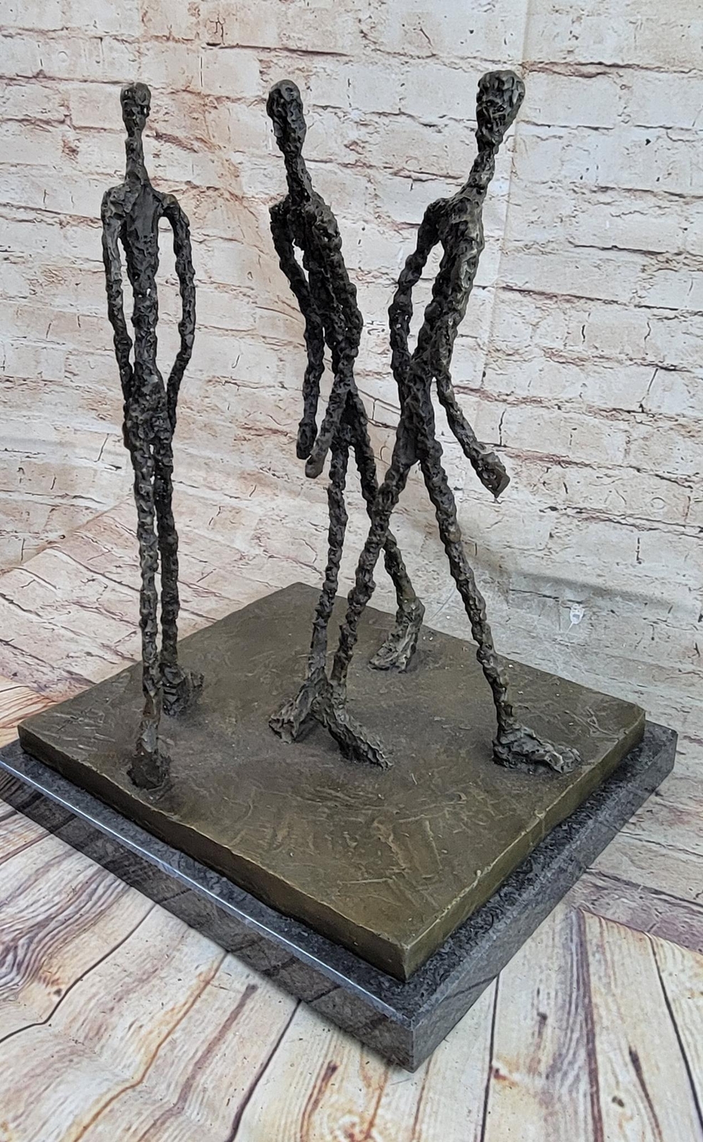 Three Walking Men Surrealist Abstract Stick Figure Man Bronze Sculpture ...