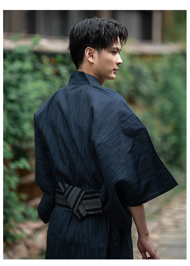 Japanese Traditional Samurai Kimono For Men Bathing Robe Loose Style ...