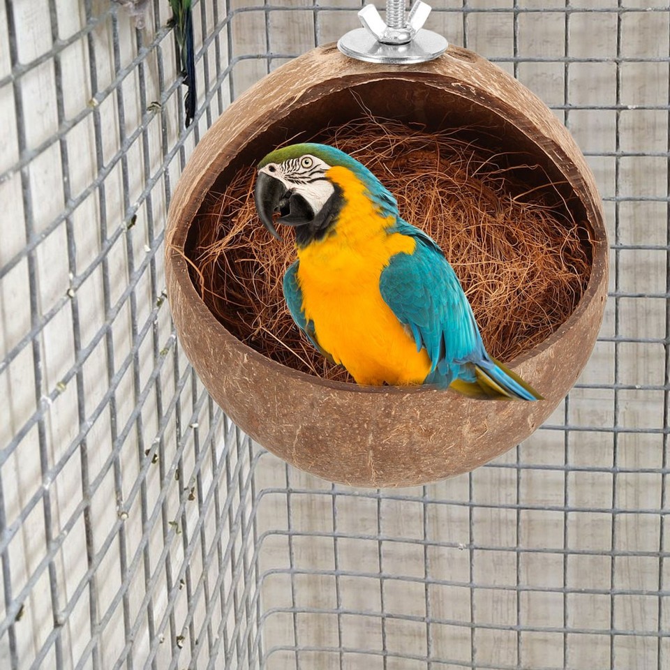 Coconuts Shell Parrot House Bird Nest Breeding Nest Cage Accessories ...