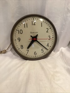 Vintage Simplex Electric 10” School Wall Clock Working Condition USA | eBay