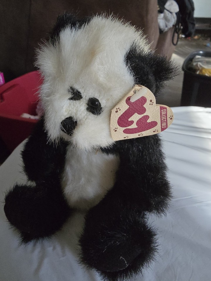 Vintage 1993 Ty Attic Beanie Baby Checkers the Panda Bear Plush | eBay